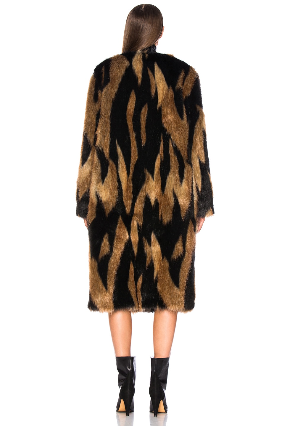 Givenchy Patchwork Faux Fur Coat in Brown & Black | FWRD