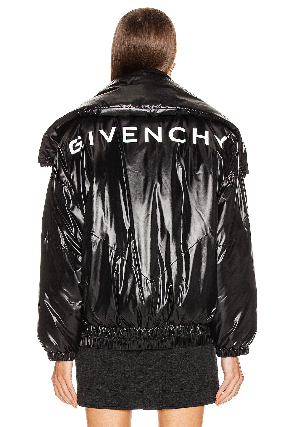 Givenchy Quilted Logo Puffer Jacket in Black | FWRD