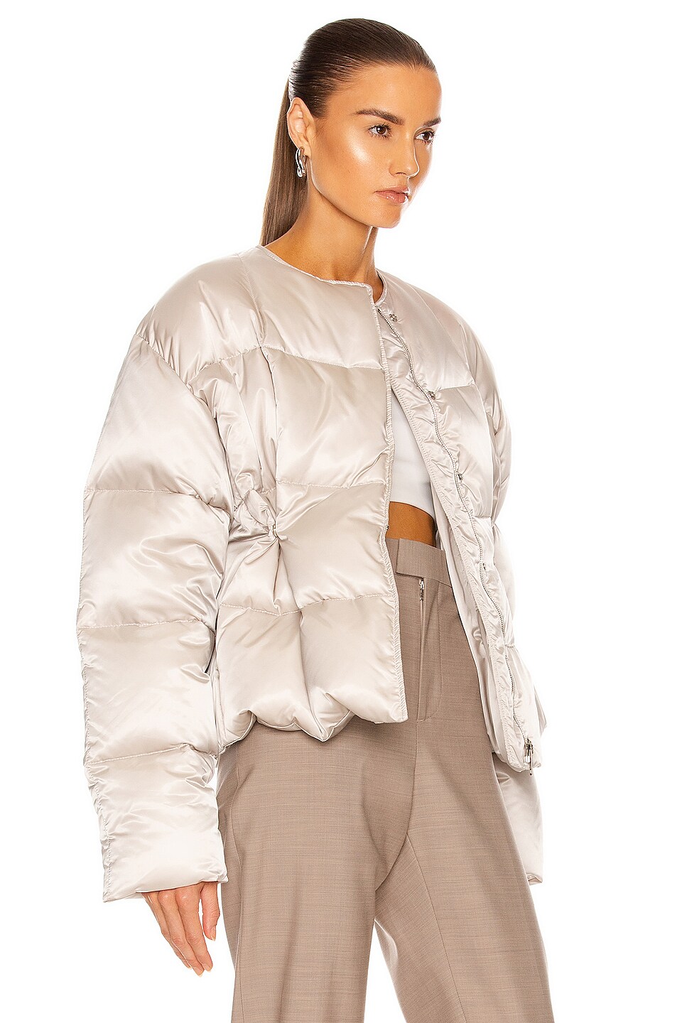 Givenchy Shiny Soft Nylon Puffer Jacket in Pearl Grey | FWRD