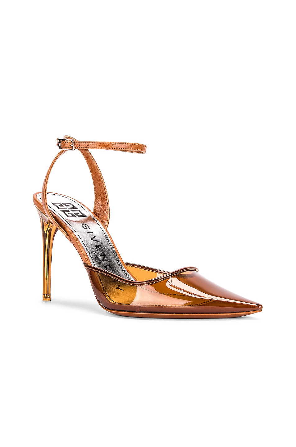 Givenchy Couture Stiletto Ankle Strap Heels in Cognac | FWRD