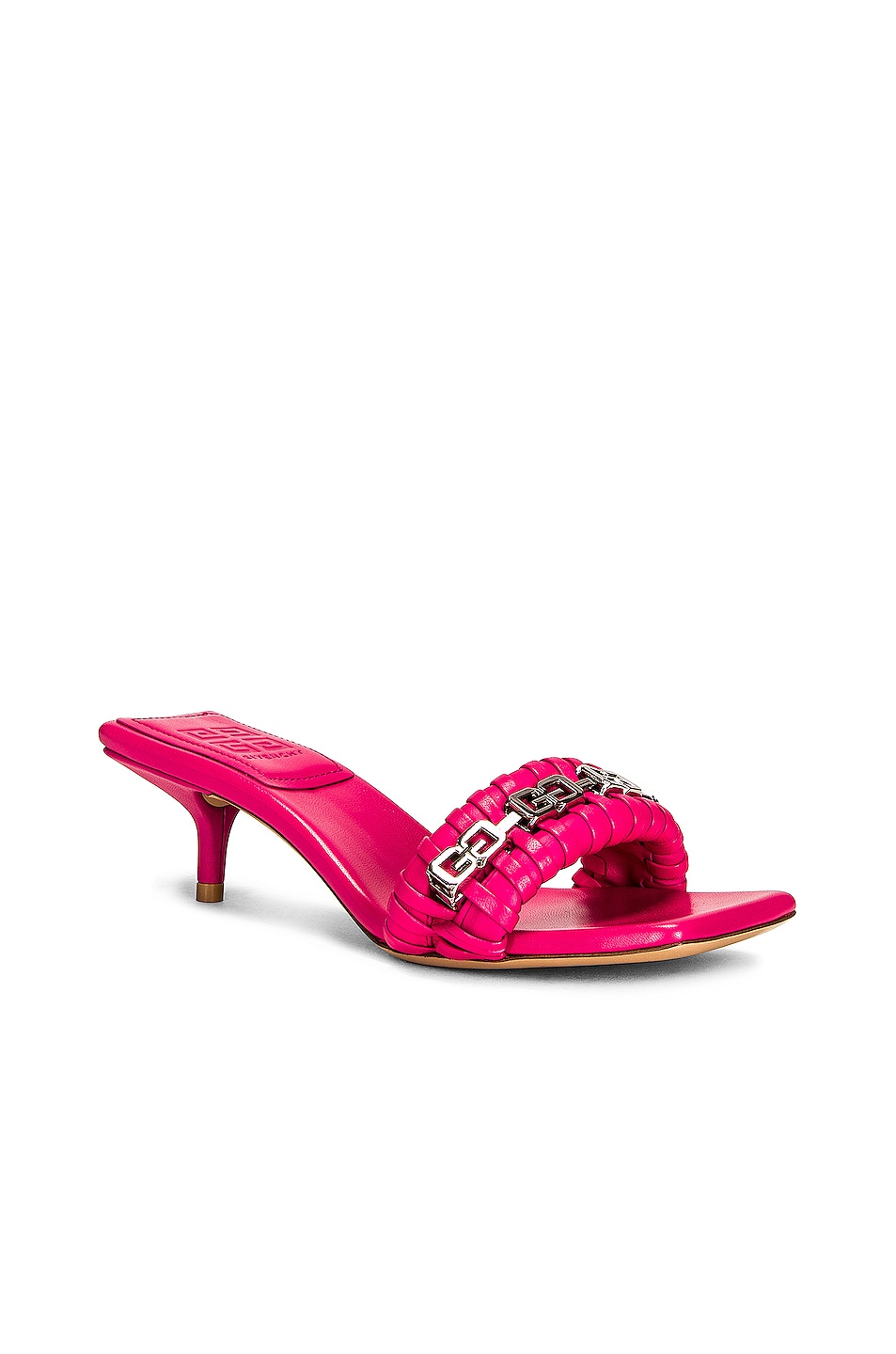Givenchy G Woven Kitten Heel Sandals in Neon Pink | FWRD