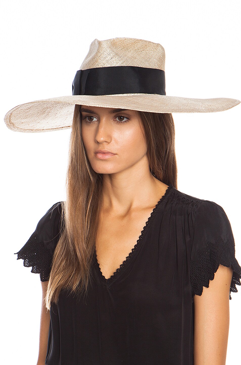 Gladys Tamez Millinery The Wren Hat in Natural & Black | FWRD
