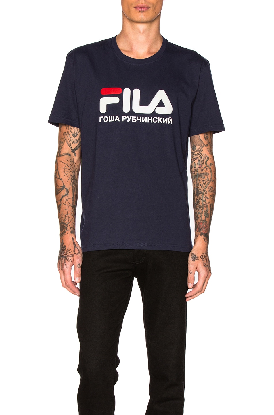 Gosha Rubchinskiy x Fila Tee in Navy | FWRD