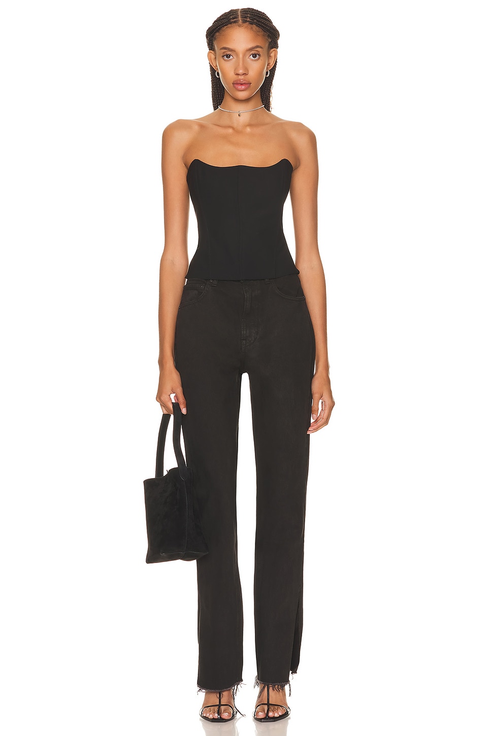 GRLFRND Harlow High Rise Slim Boot with Slit in Redwood Grove | FWRD