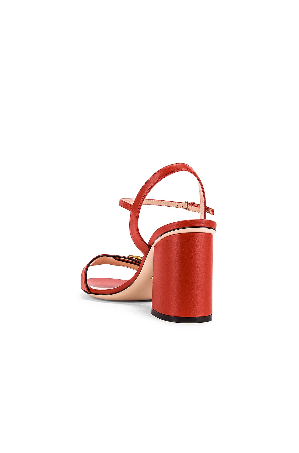 Gucci Leather Mid Heel Sandals in Bright Pumpkin | FWRD