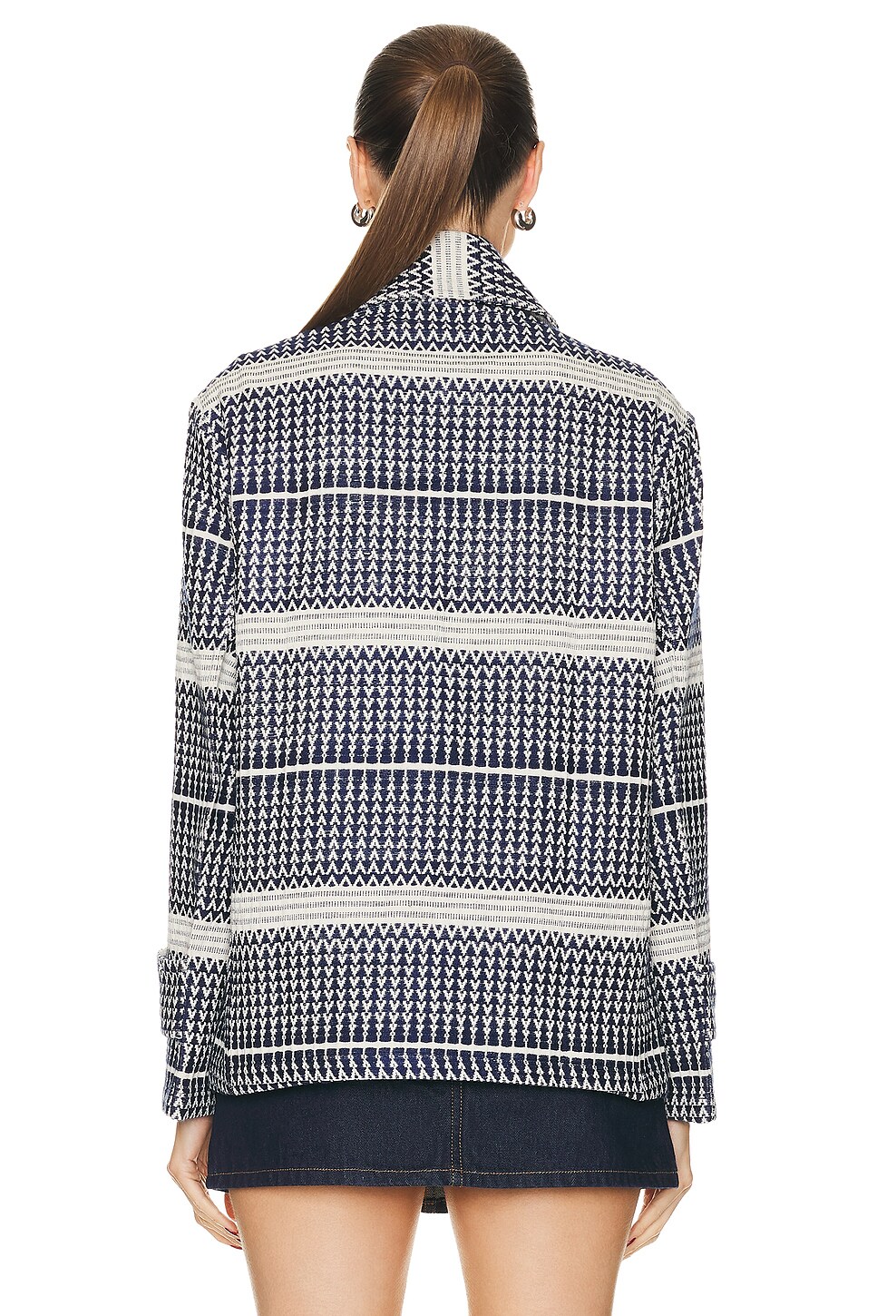 HARAGO Jacquard Handloom Blouson Jacket in Navy | FWRD