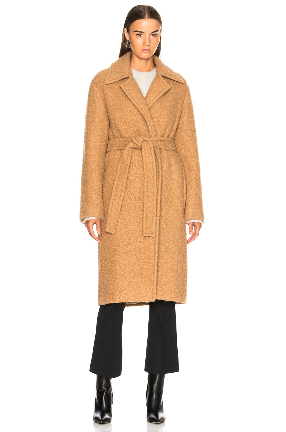 Helmut Lang Nappy Wool Coat in Camel | FWRD