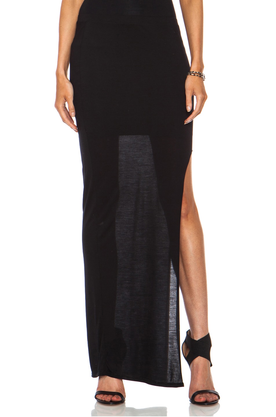 Helmut Lang Kinetic Micro Modal Jersey High Slit Skirt in Black | FWRD