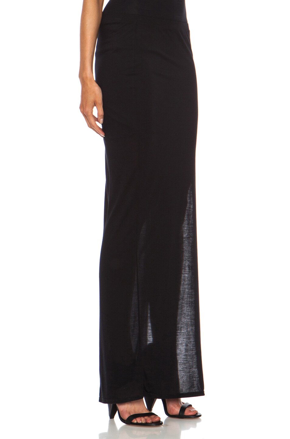 Helmut Lang Kinetic Micro Modal Jersey High Slit Skirt in Black | FWRD