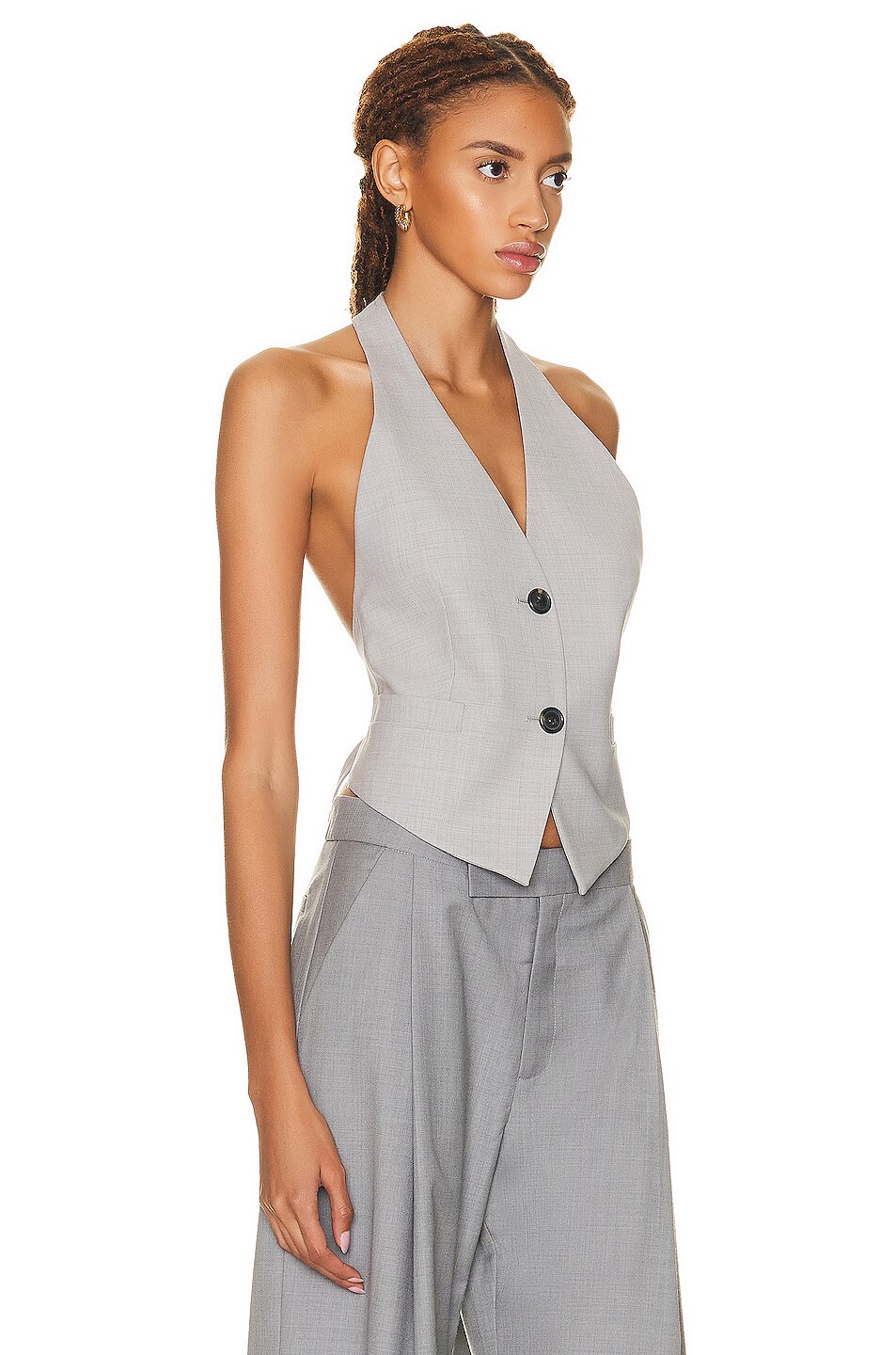 Helmut Lang Halter Vest in Light Grey Melange | FWRD