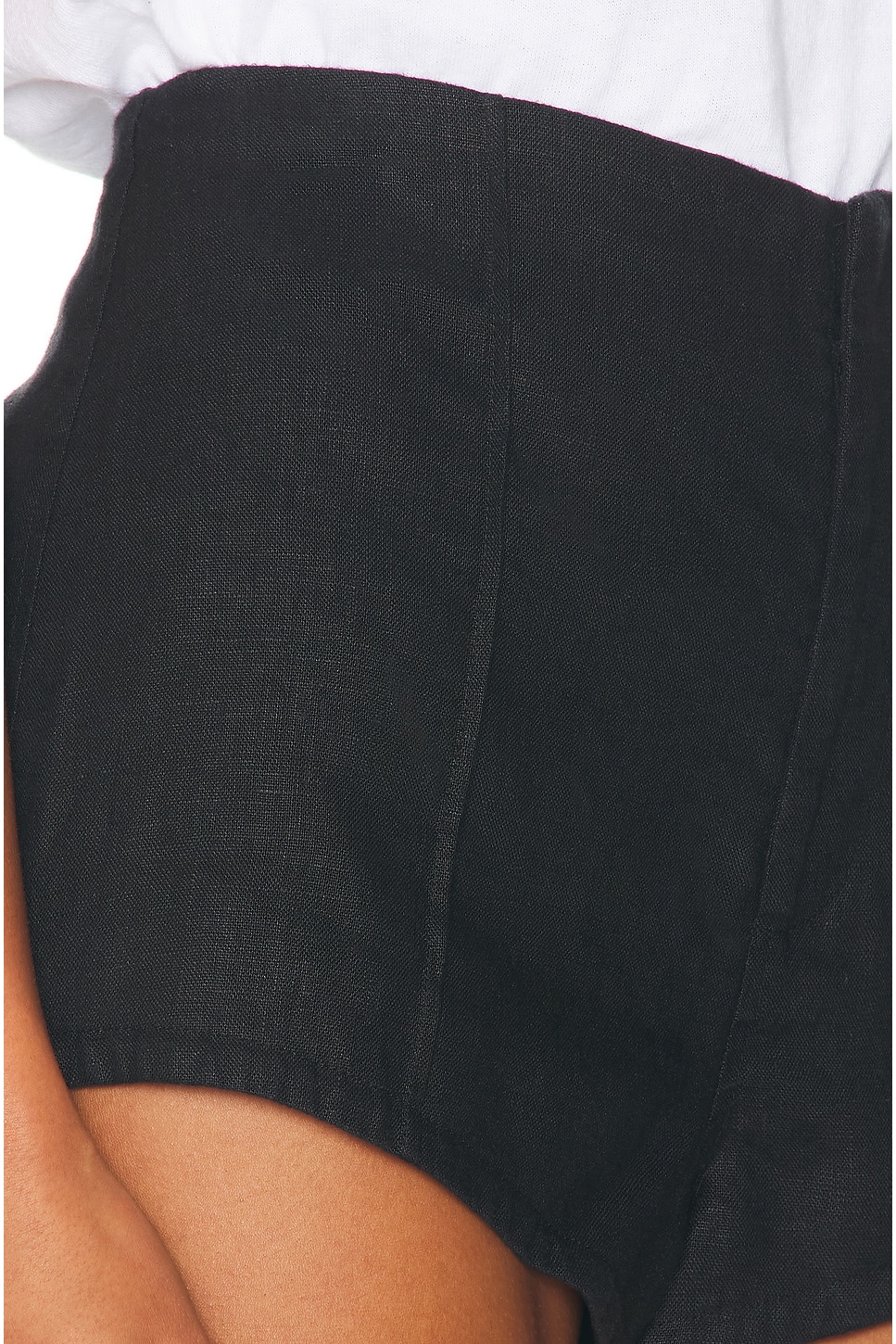 Helsa Washed Linen Micro Short in Black | FWRD