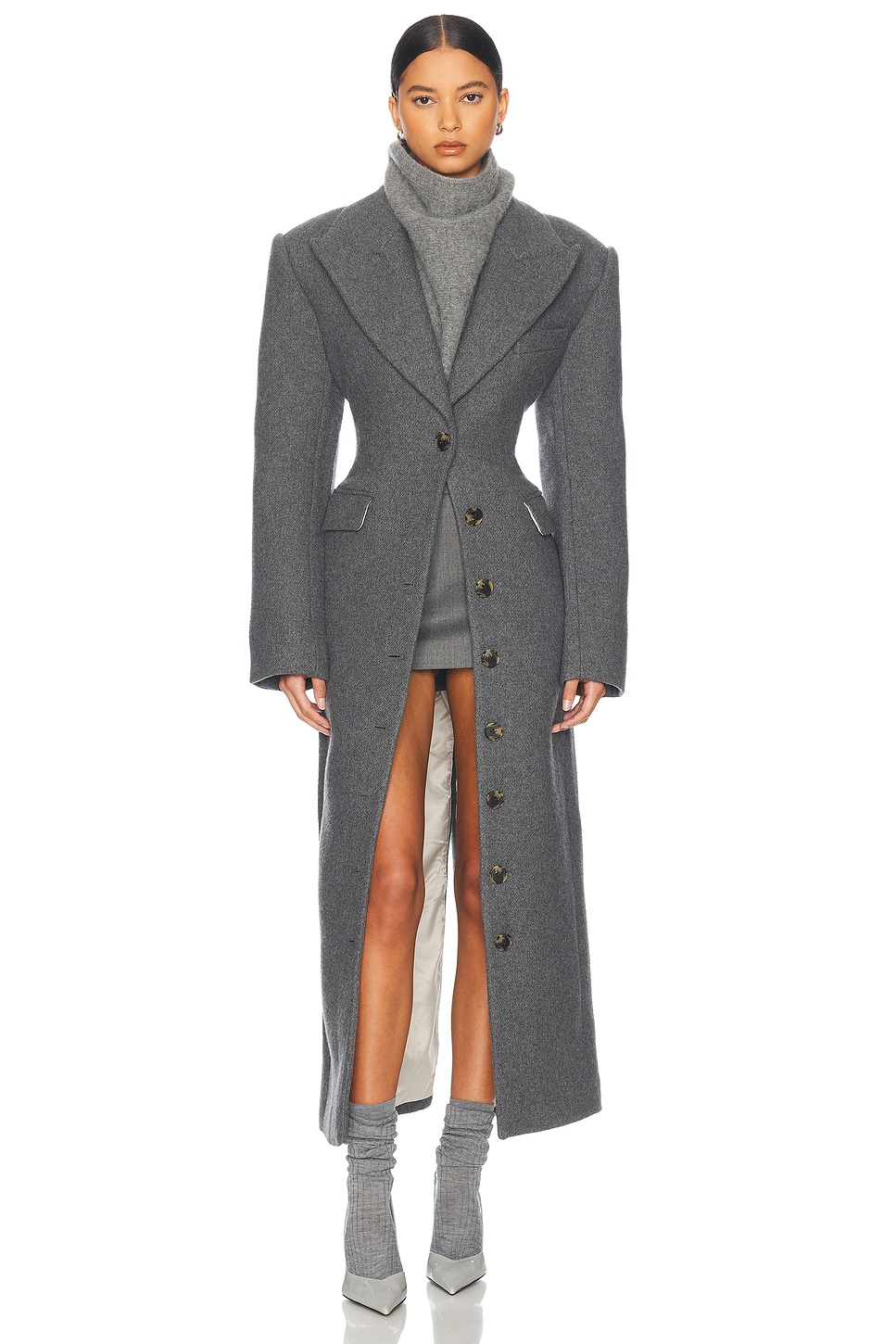 Helsa Italian Wool Blend Topcoat in Charcoal | FWRD