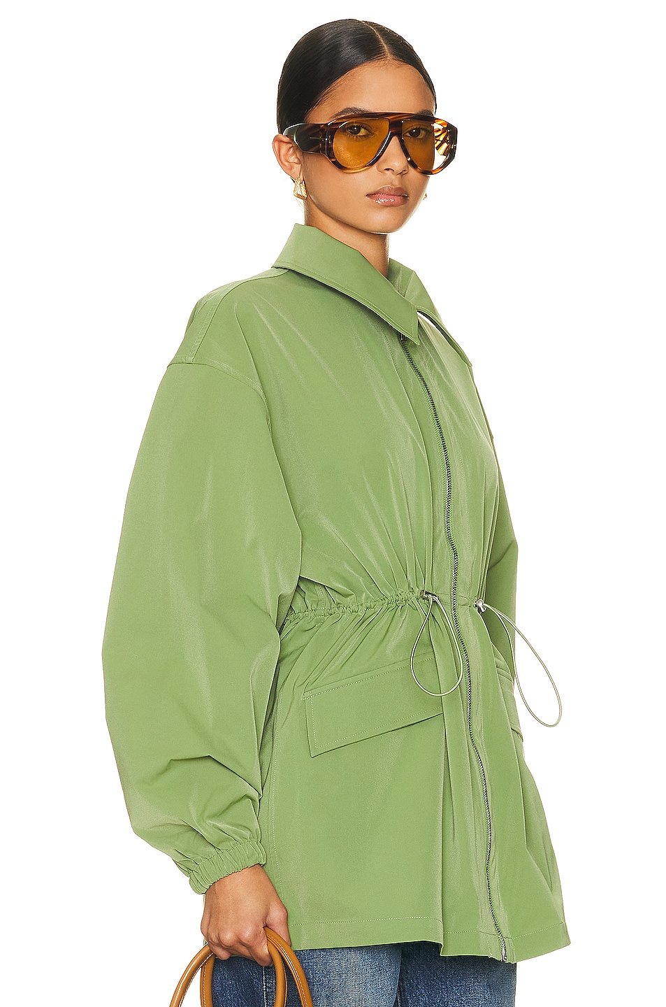 Helsa Tech Gabardine Zip Jacket in Army Green | FWRD