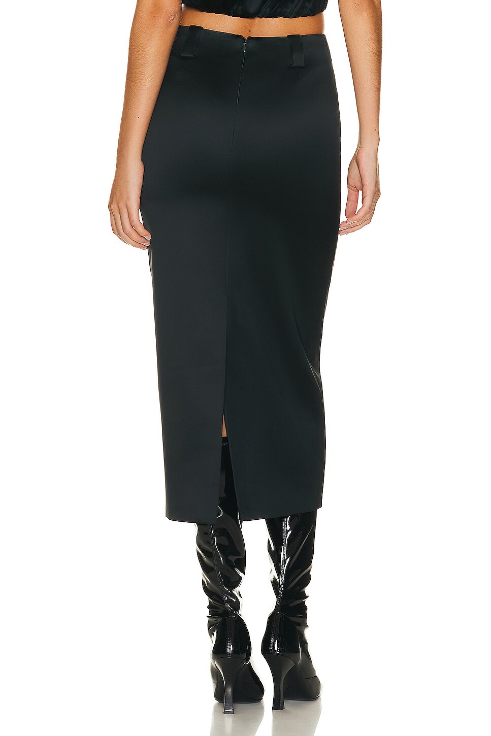 Helsa Heavy Satin Column Skirt in Black | FWRD