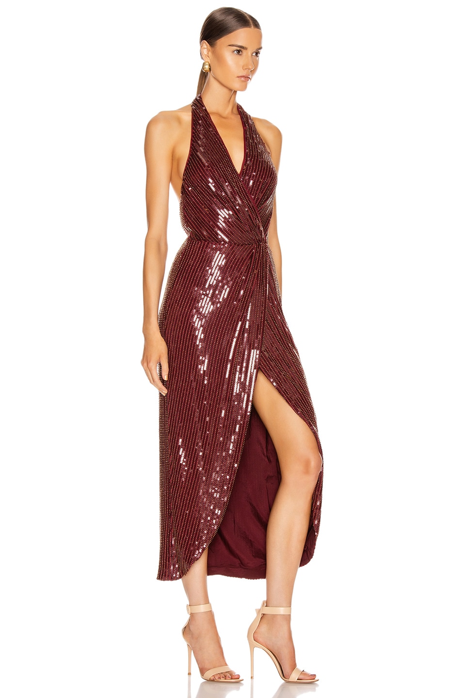 HANEY Aurora Sequin Dress in Garnet & Gold | FWRD
