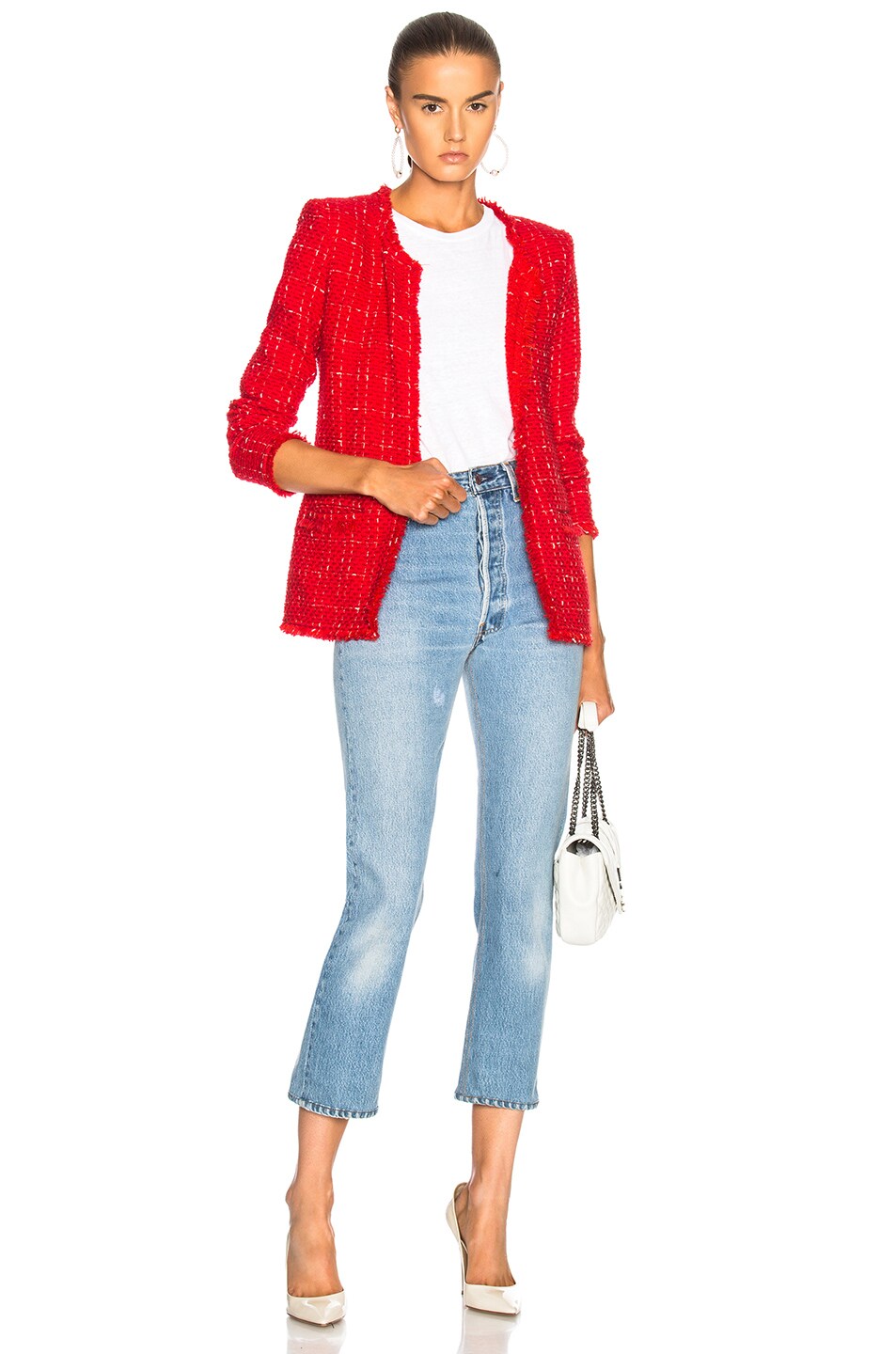 IRO Quespo Jacket in Red & Ecru | FWRD