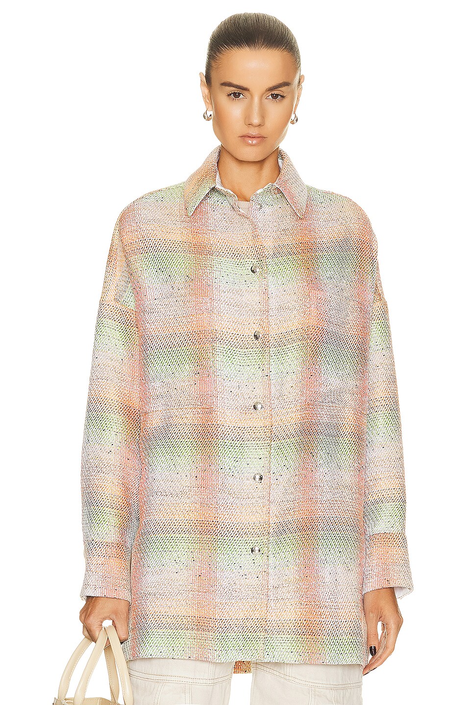 IRO Zilika Shacket in Green & Orange | FWRD