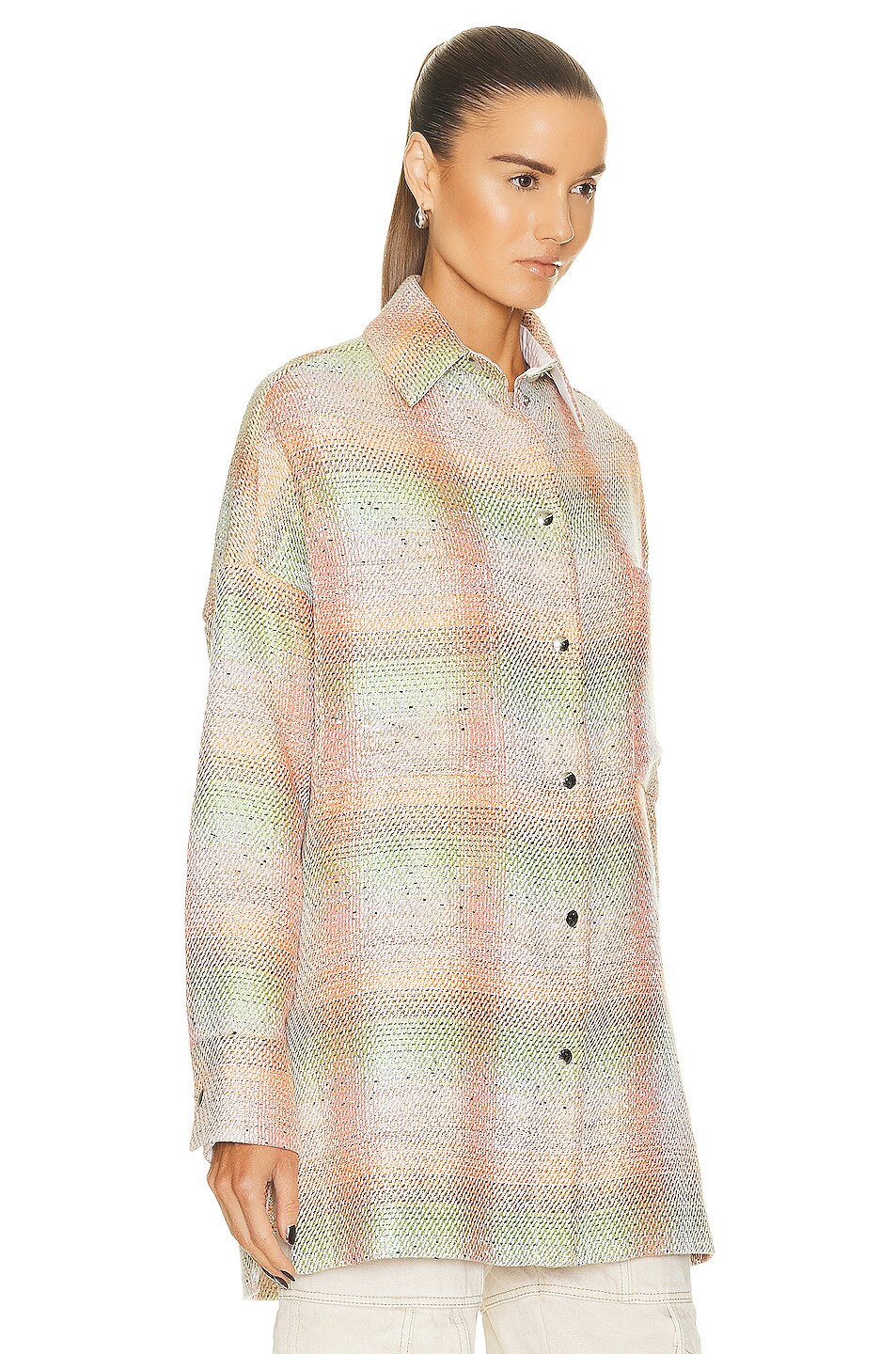 IRO Zilika Shacket in Green & Orange | FWRD