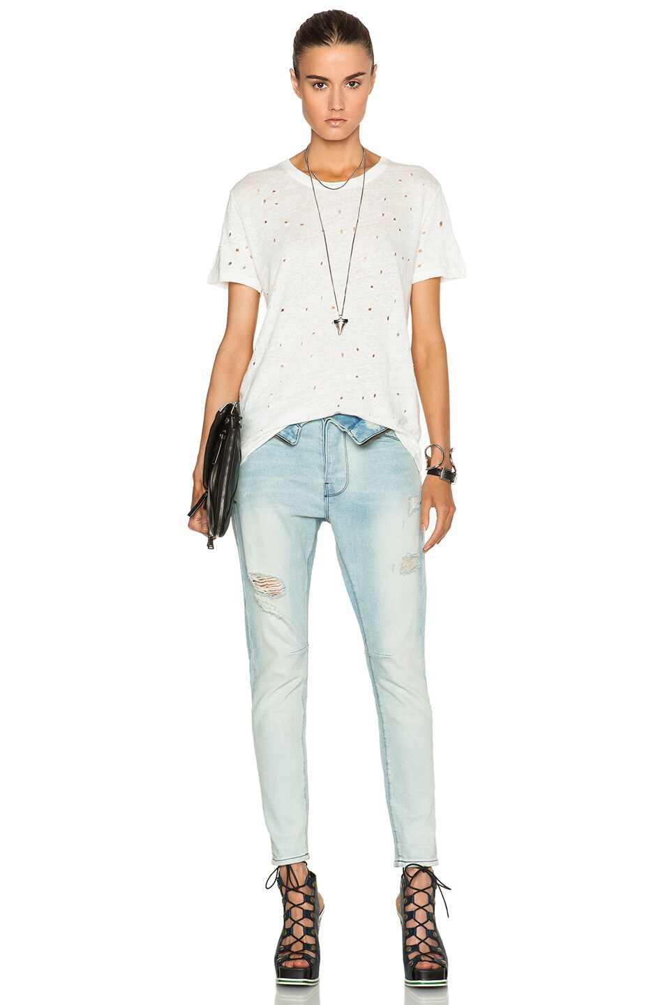 IRO Clay Linen Tee in Ecru in Ivory | FWRD