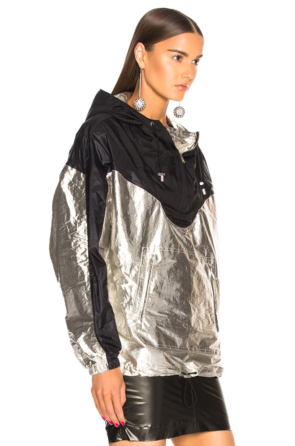 Isabel Marant Richie Sport Jacket in Black & Silver | FWRD