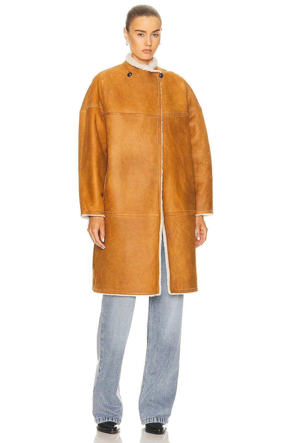 Isabel Marant Abazela Shearling Coat in Camel | FWRD