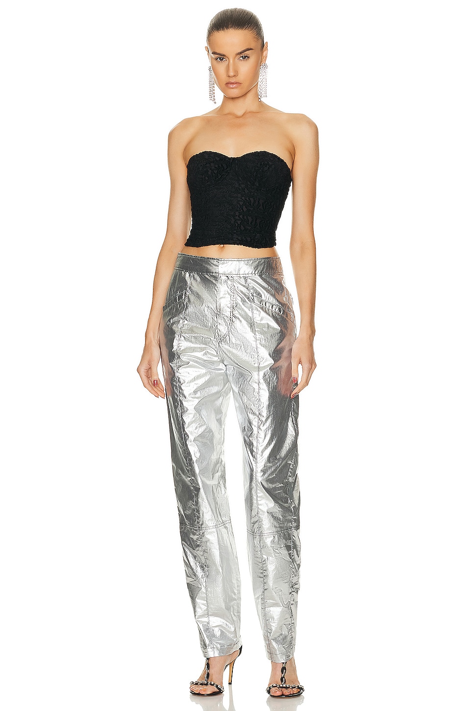 Isabel Marant Dolina Devore Velvet Top in Black | FWRD