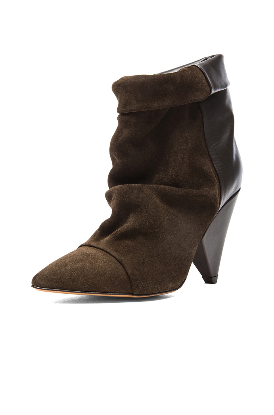 Isabel Marant Andrew Calfskin Velvet Leather Boots in Bronze | FWRD