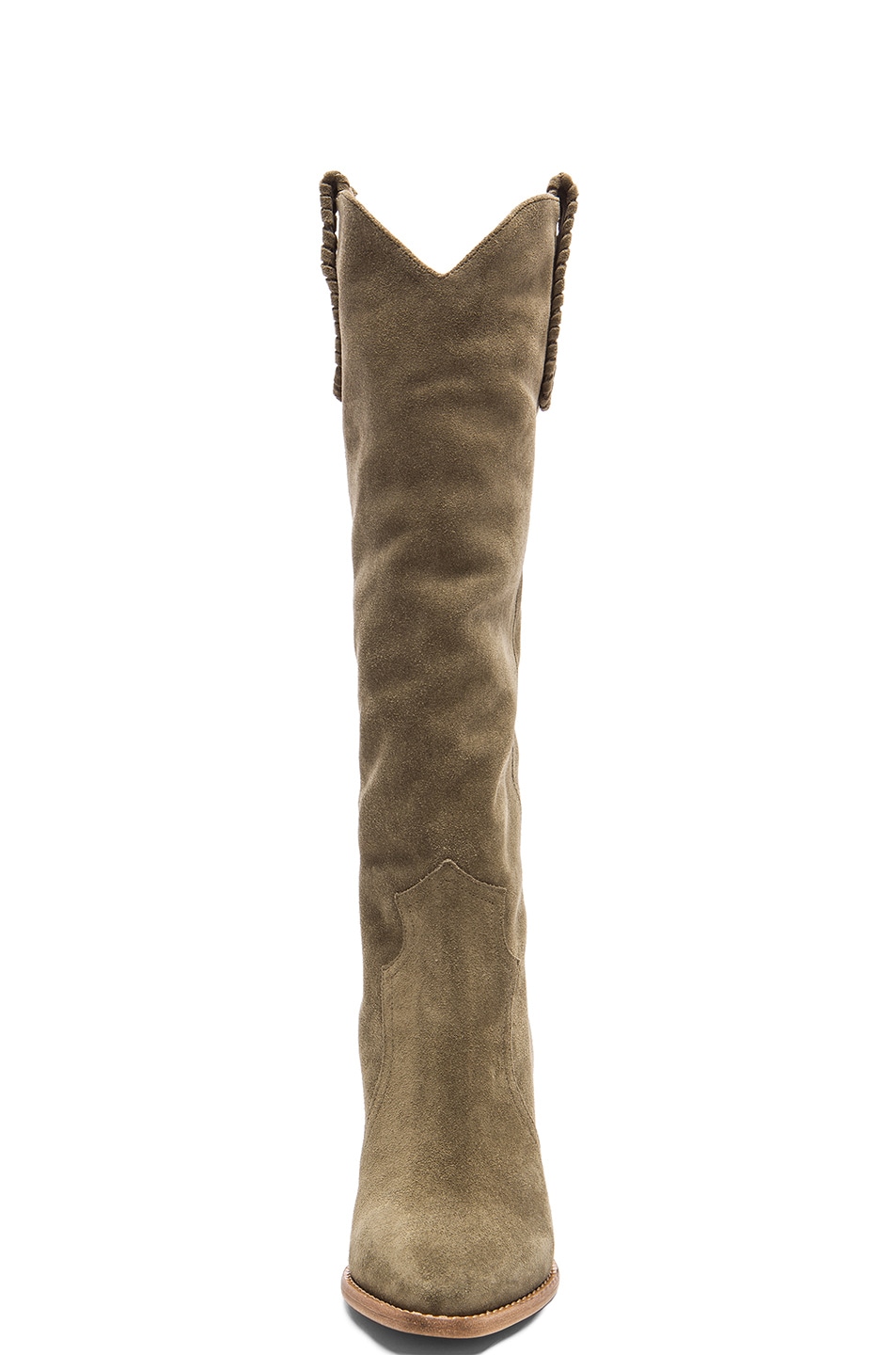 Isabel Marant Ruth Gaucho Calfskin Velvet Leather Boots in Taupe | FWRD