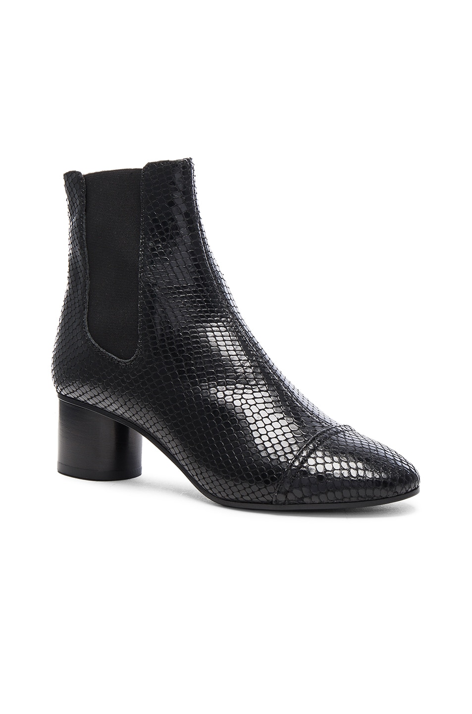 Isabel Marant Danae Printed Python Booties in Black | FWRD