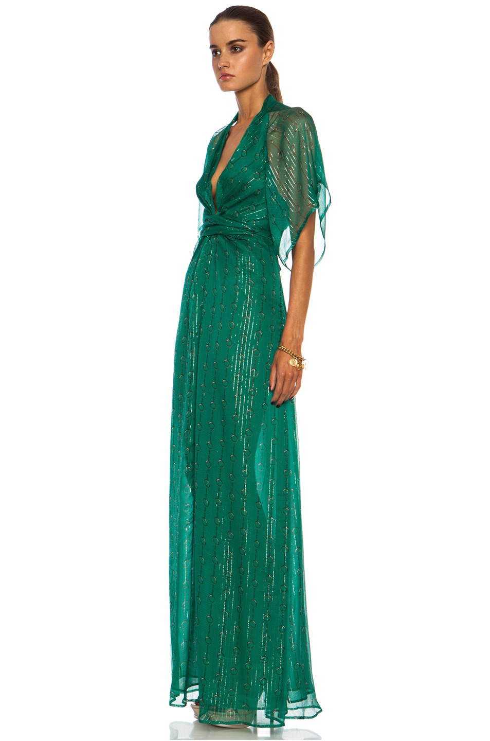 Issa Pollyanna Maxi Silk-Blend Gown in Jade | FWRD