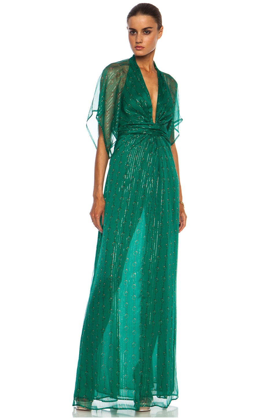 Issa Pollyanna Maxi Silk-Blend Gown in Jade | FWRD