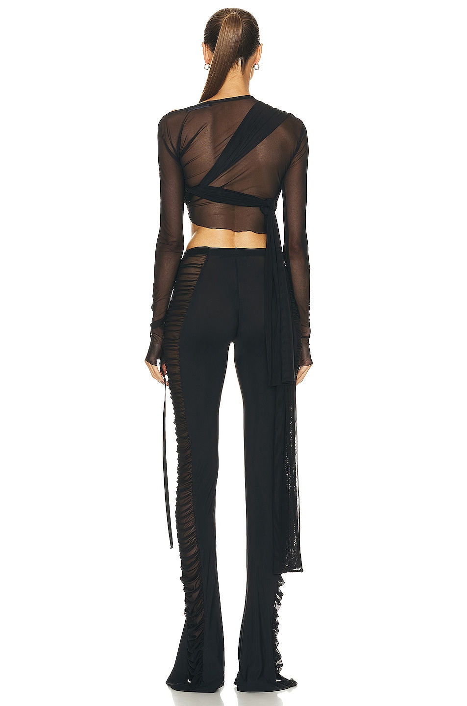 Jade Cropper Mesh Wrap Top in Black | FWRD
