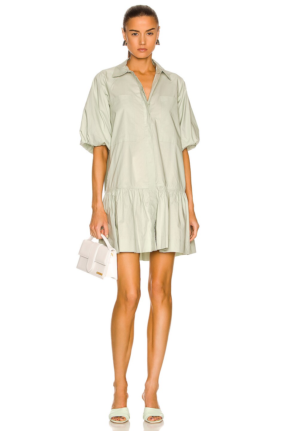 JONATHAN SIMKHAI STANDARD Crissy Poplin Dress in Lichen | FWRD