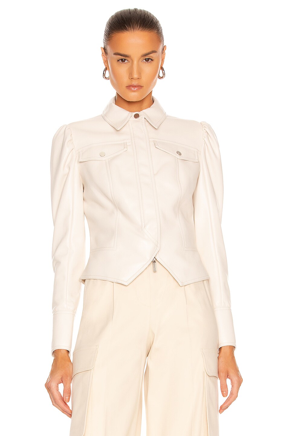 JONATHAN SIMKHAI STANDARD Wyatt Vegan Leather Jacket in Ecru | FWRD