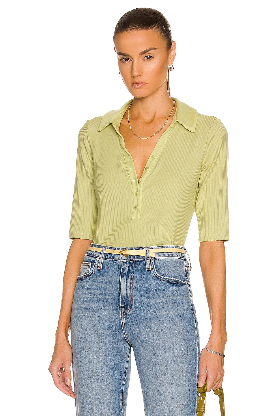 JONATHAN SIMKHAI STANDARD Tau Polo Top in Cactus | FWRD
