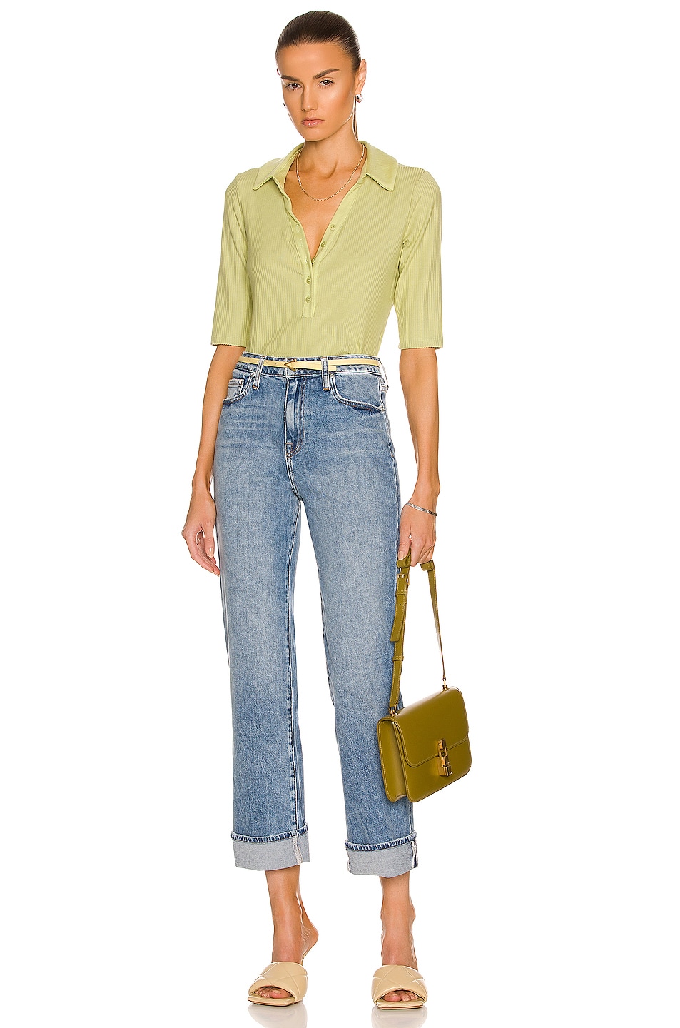 JONATHAN SIMKHAI STANDARD Tau Polo Top in Cactus | FWRD