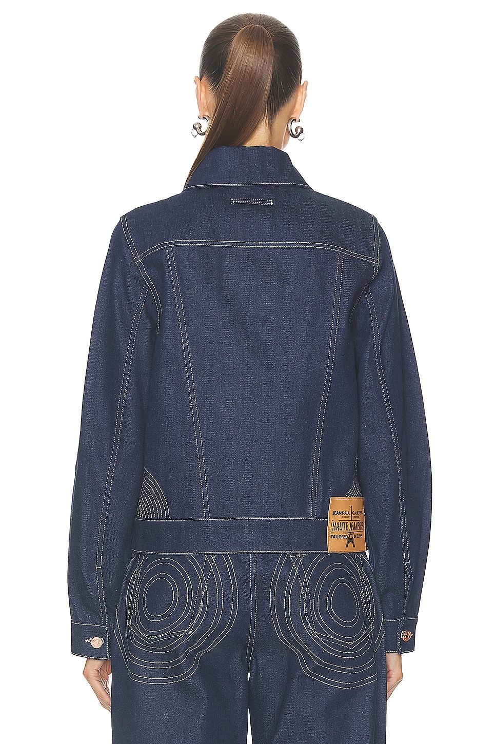 Jean Paul Gaultier Madonna Inspired Denim Jacket in Indigo & Tabac | FWRD