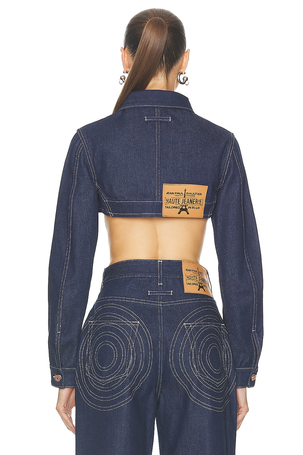 Jean Paul Gaultier Madonna Inspired Denim Crop Jacket in Indigo & Tabac ...