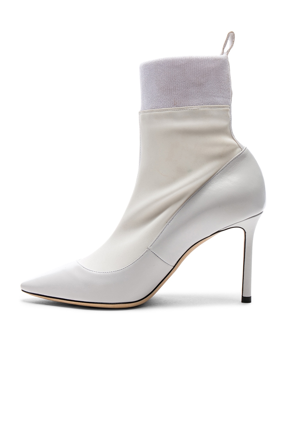 Jimmy Choo Brandon 85 Leather Boots in White | FWRD
