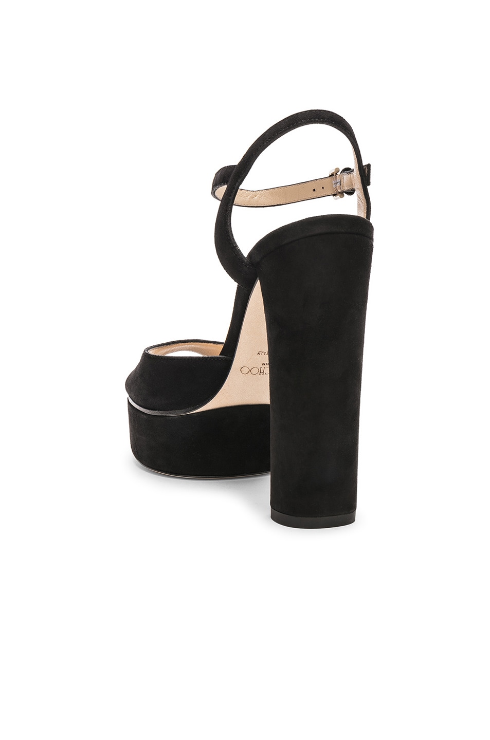 Jimmy Choo Peachy 125 Suede Platform in Black | FWRD