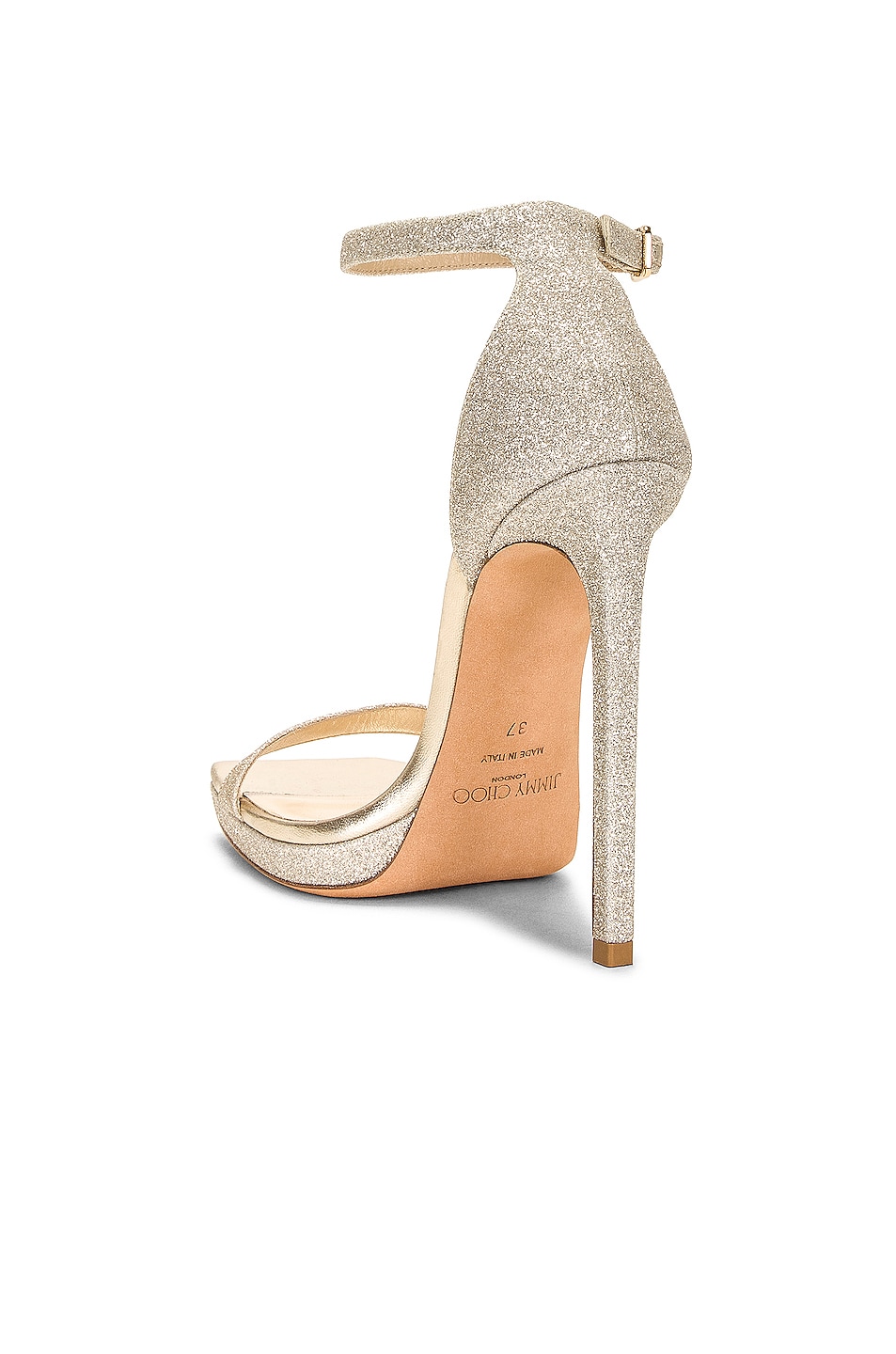 Jimmy Choo Alva 120 Glitter Sandal in Platinum Ice | FWRD