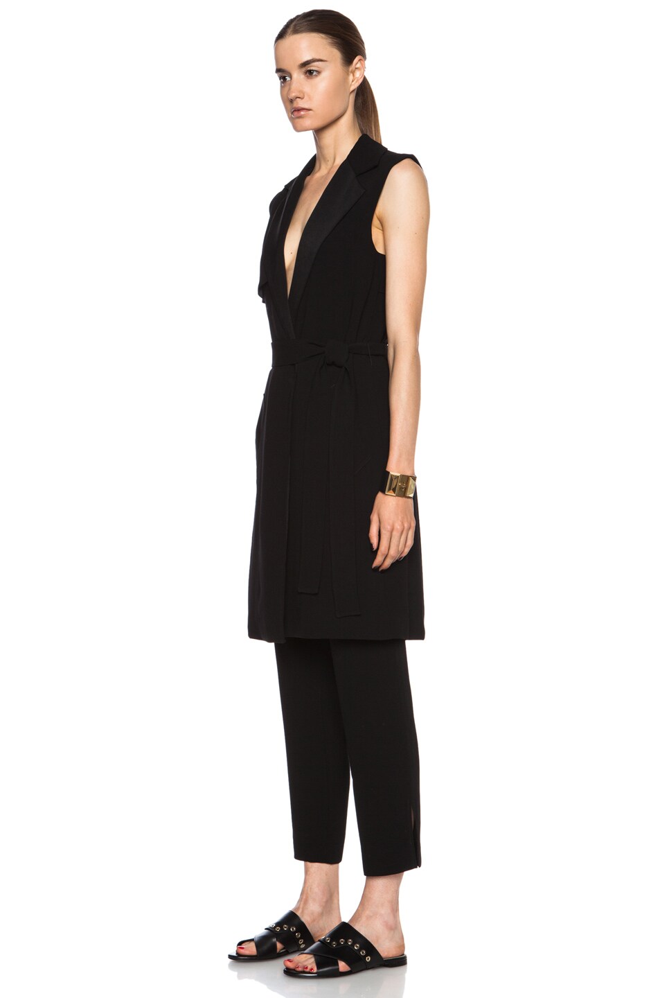 Jenni Kayne Acetate-Blend Trench Vest in Black | FWRD