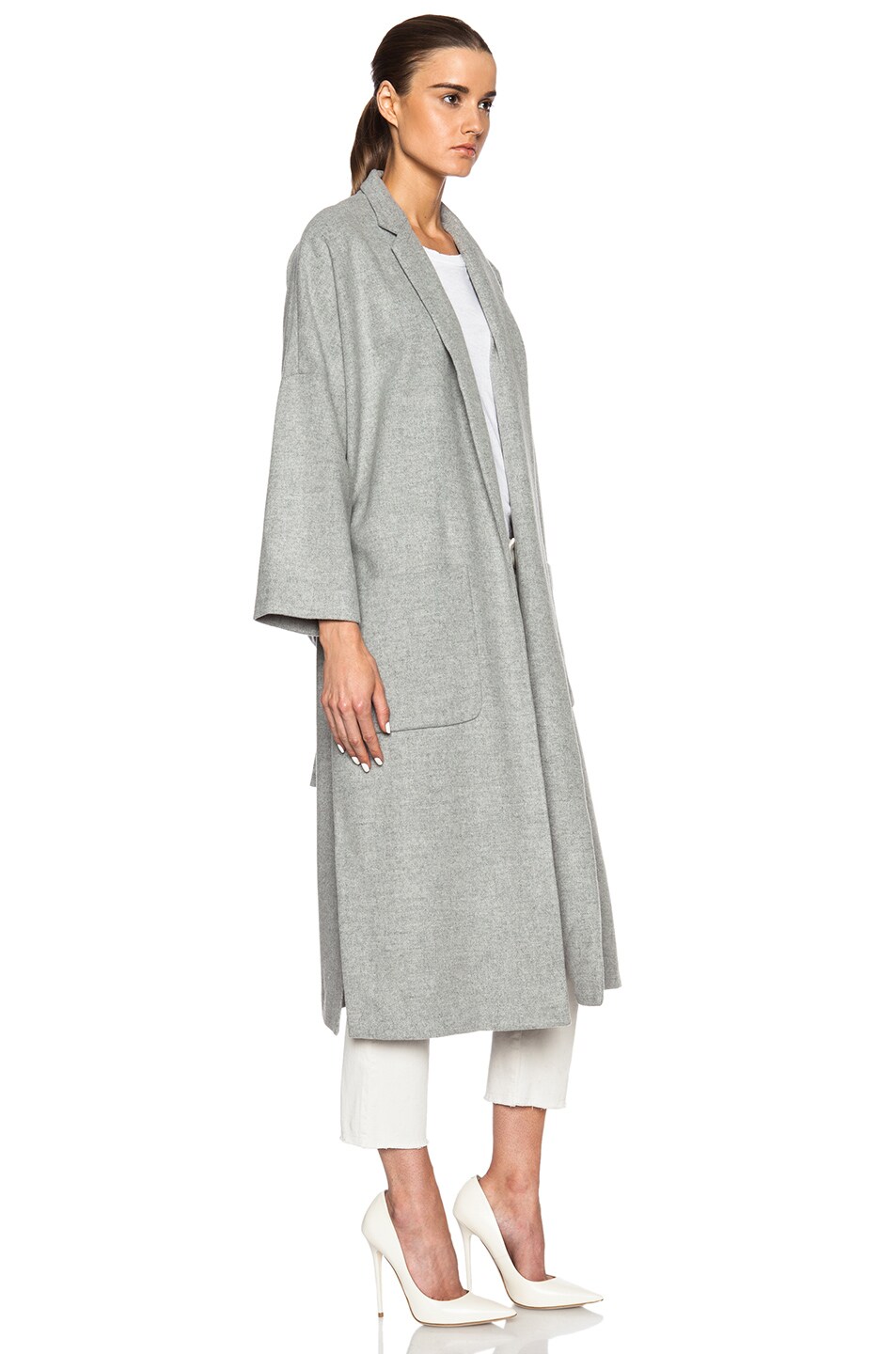Jenni Kayne Side Slit Wool Coat in Heather Grey | FWRD