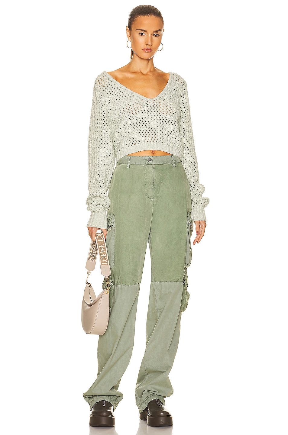 JOHN ELLIOTT Foam Boucle Knit Crop Top in Laurel | FWRD