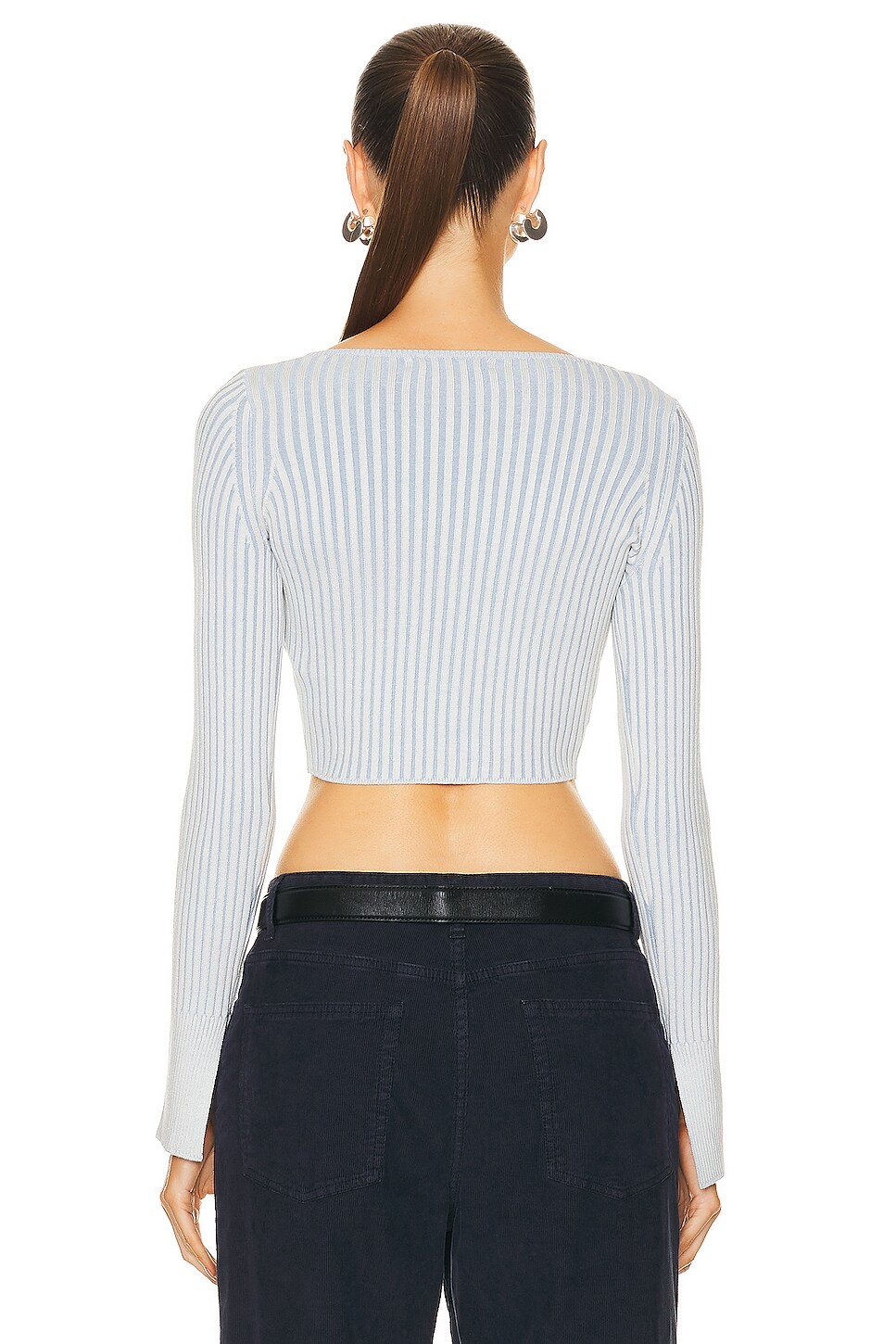 JOHN ELLIOTT Piper Silk Rib Cropped Cardigan in Sky | FWRD
