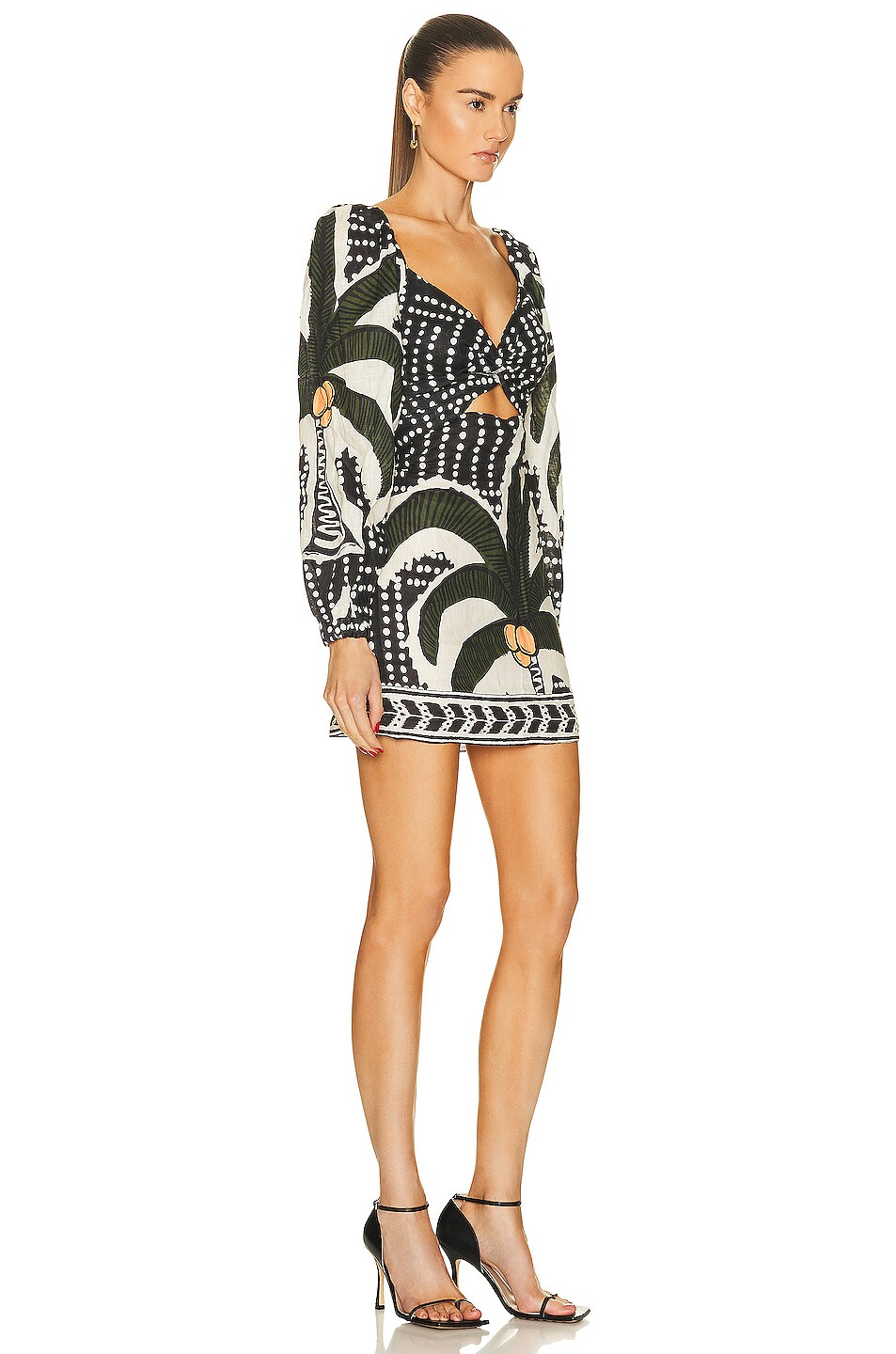Johanna Ortiz Atardecer Tropical Mini Dress in Coconuts Black, Ecru ...