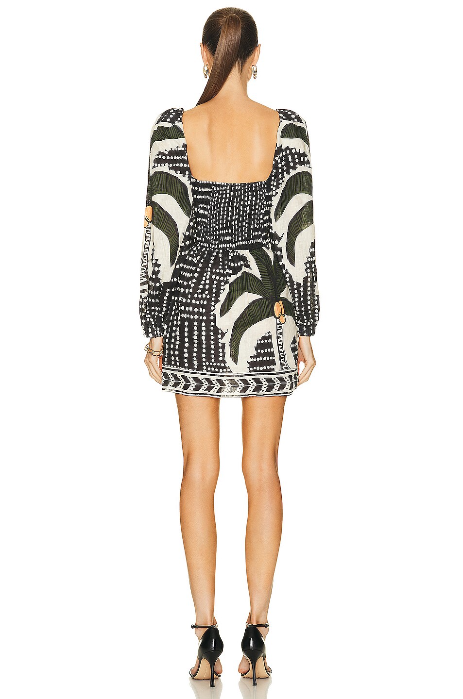Johanna Ortiz Atardecer Tropical Mini Dress in Coconuts Black, Ecru ...