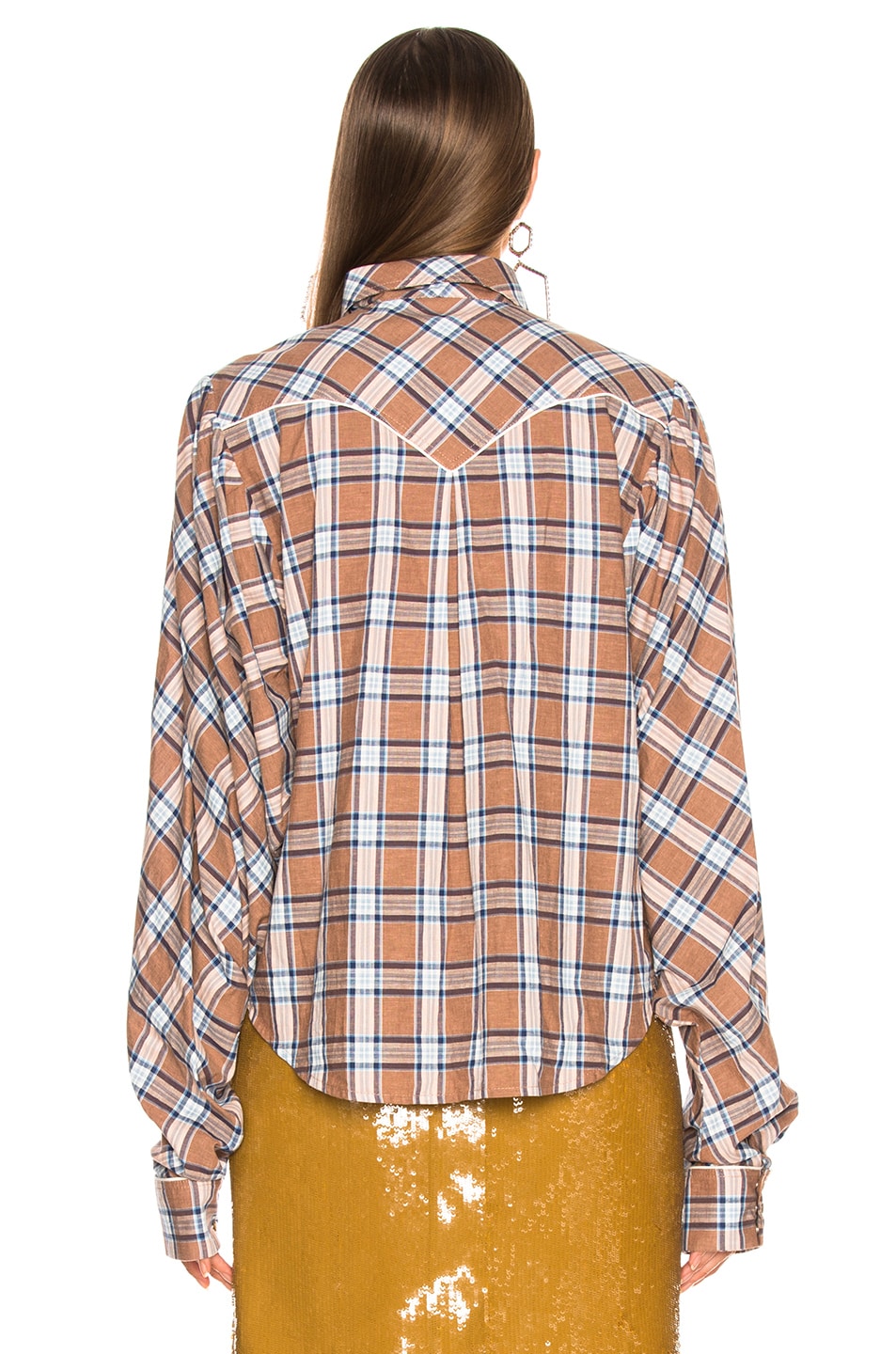 Johanna Ortiz Dance of the Deer Shirt in Hazelnut Plaid | FWRD
