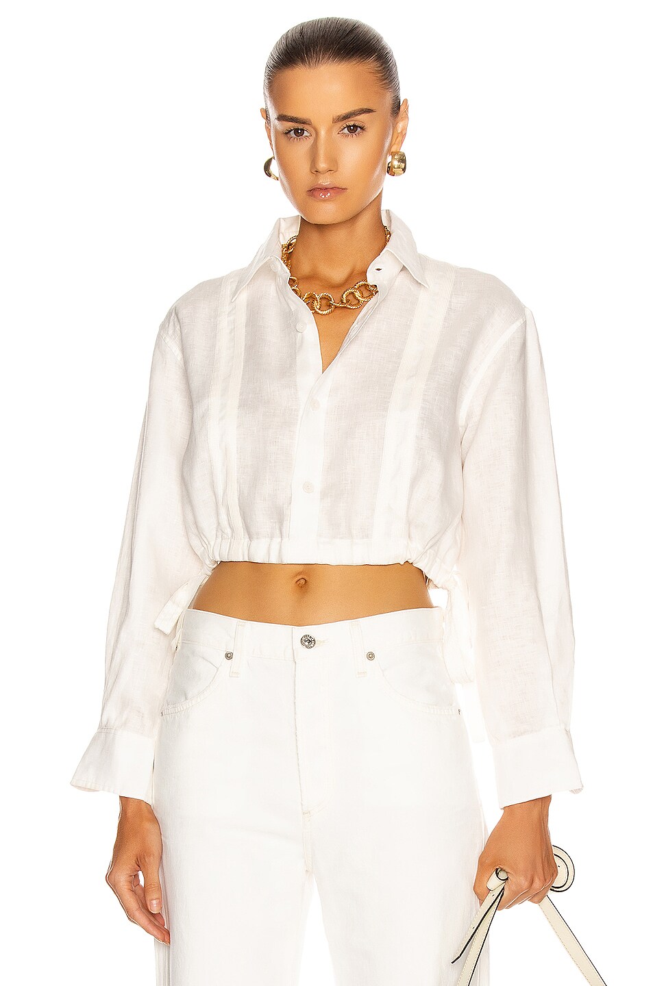 Johanna Ortiz Cuban Towns Crop Top in Ecru | FWRD