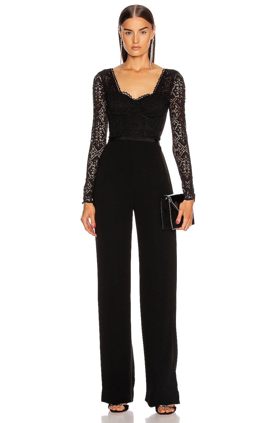 SIMKHAI Lace Bustier Jumpsuit in Black | FWRD